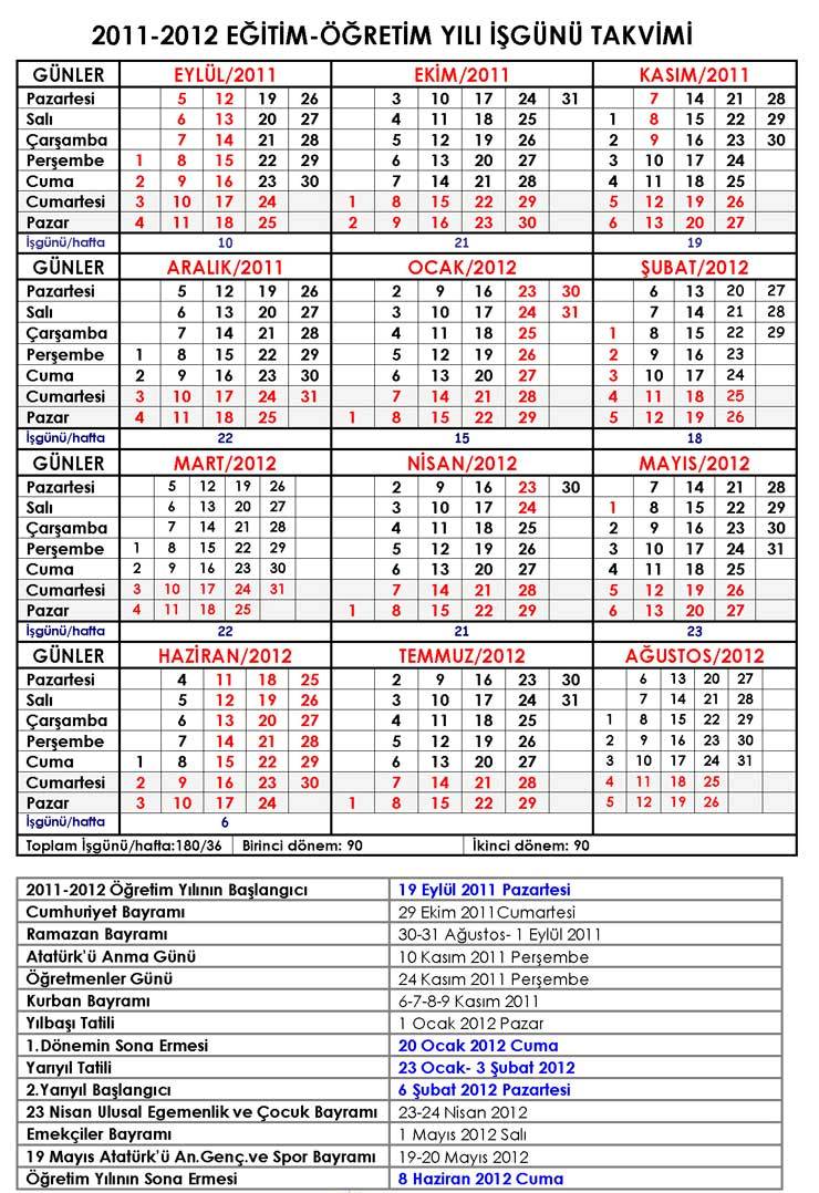 2012-2013 iş günü takvimi - çalışma takvimi - Milli Eğitim Bakanlığı ... 2012-2013 iş günü takvimi - çalışma takvimi - Milli Eğitim Bakanlığı ...